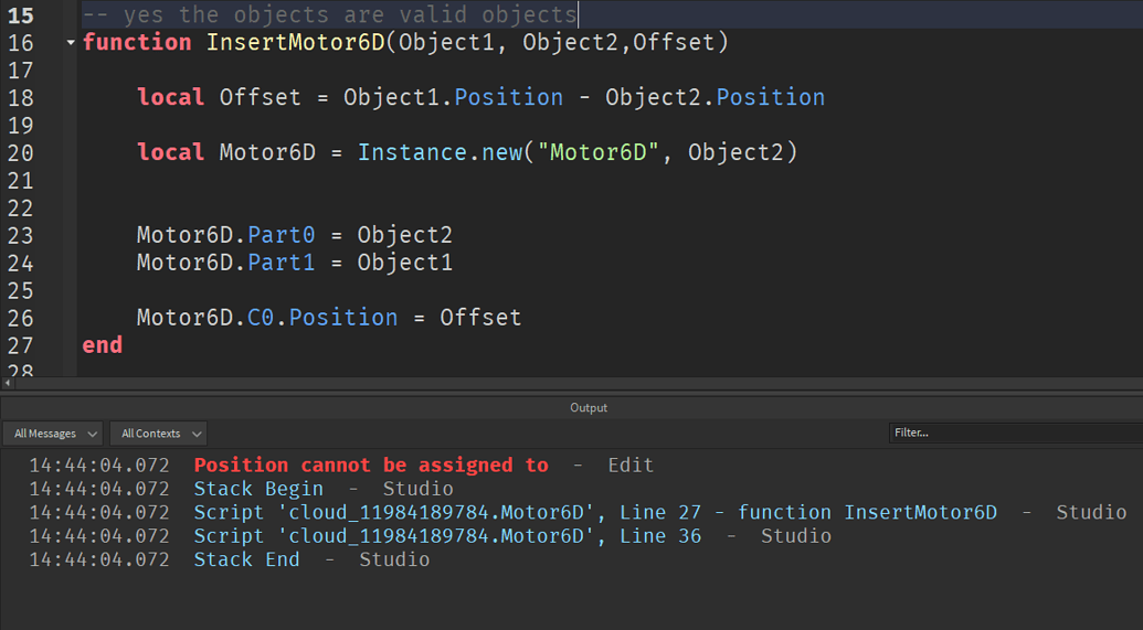 Weird Error Positioning Dosent Work Position Cannot Be Assigned To
