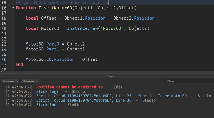 Weird Error Positioning Dosent Work Position Cannot Be Assigned To