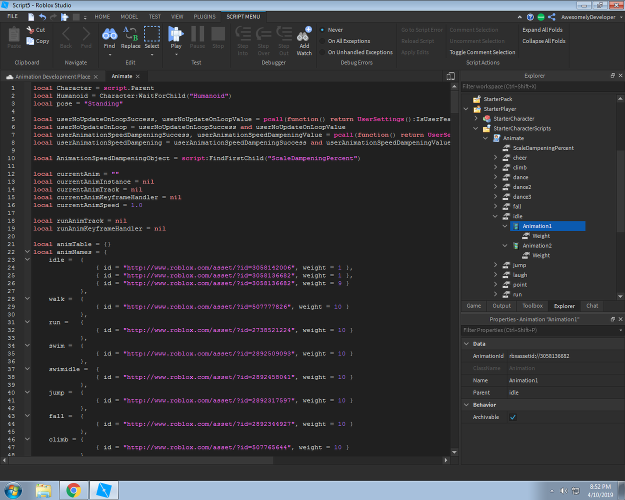 Idle Animations Are Not Working Well In This Situation Scripting