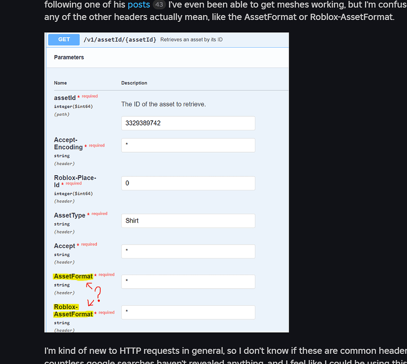 Assetdelivery Roblox API Help With Additional Parameters