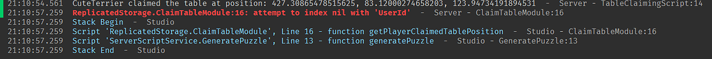 Attempt To Index Nil With UserId Scripting Support Developer