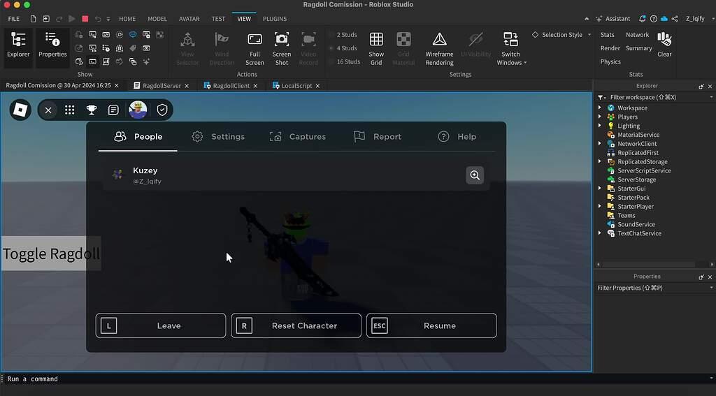 Client Sided Ragdoll Completely Messes Up Scripting Support