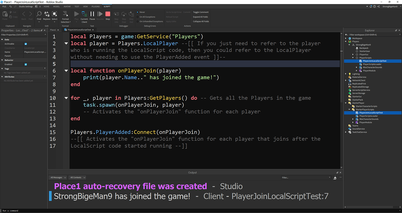 PlayerAdded Function Won T Work Scripting Support Developer Forum