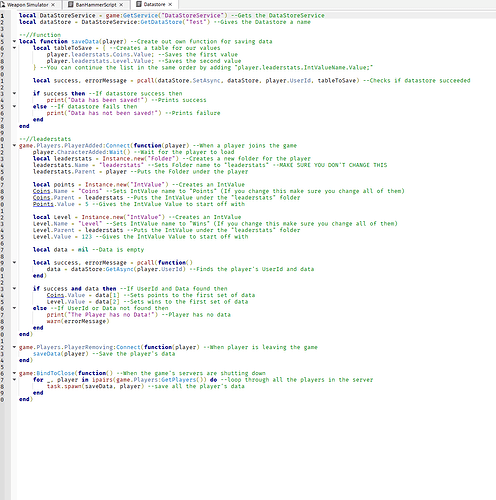 Data Store For Leaderstats Not Working Scripting Support Developer