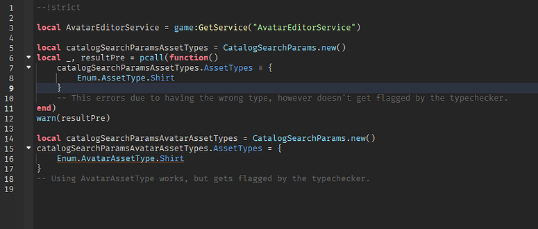 Luau Type For CatalogSearchParms AssetTypes Is Wrong When Typechecking