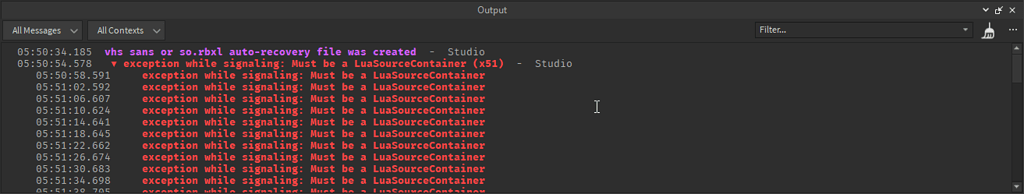 Exception While Signaling Must Be A LuaSourceContainer Scripting