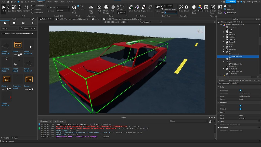 Welded Parts Do Not Move When Tweening Scripting Support Developer Forum Roblox