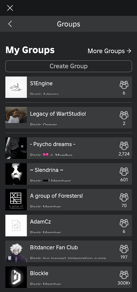 Group Ranks Are Cut Off In The Group List Page On Mobile Roblox