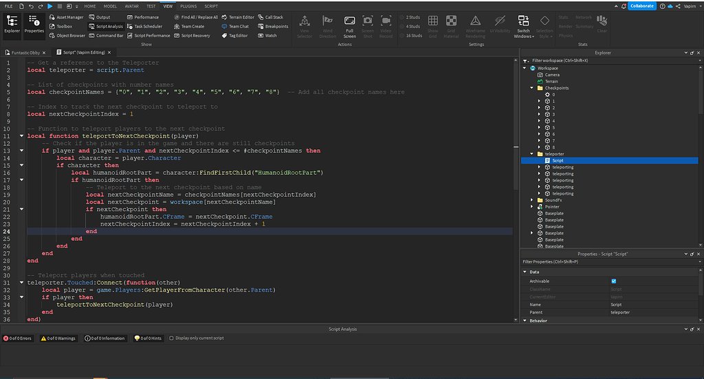 Problem In My Teleporter Scripting Support Developer Forum Roblox