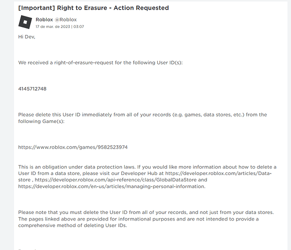 Important Right To Erasure Action Requested Platform Usage