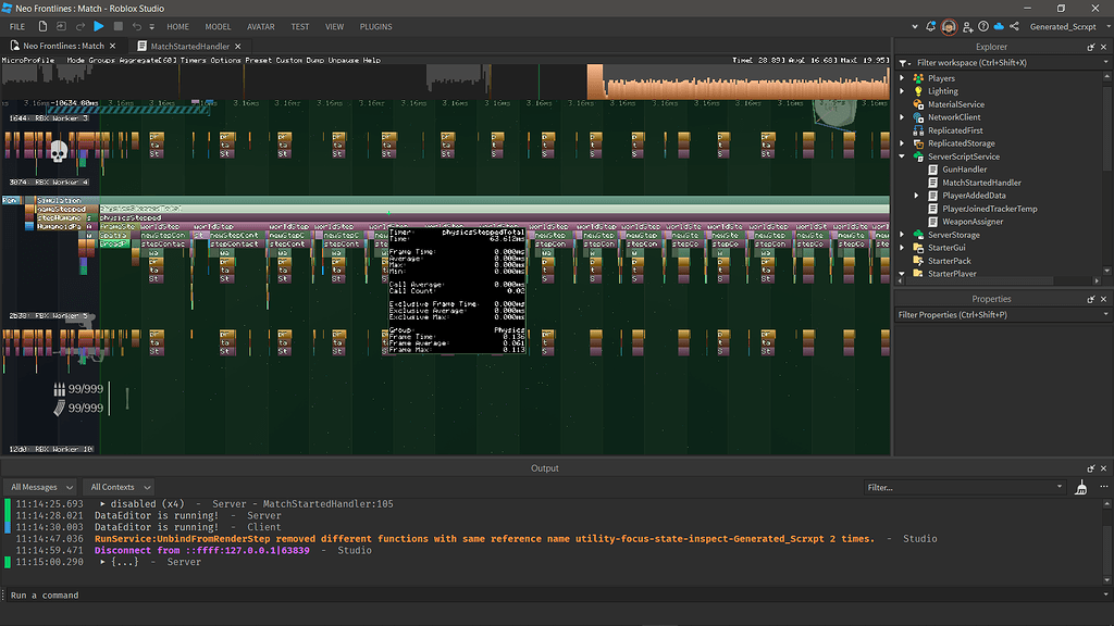 Extreme Micro Profiler Spikes On Physics Stepped Scripting Support