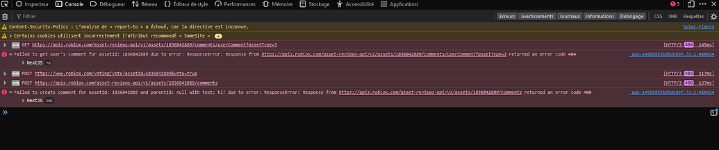 Reviewing An Asset Returns Error Creator Hub Create Roblox