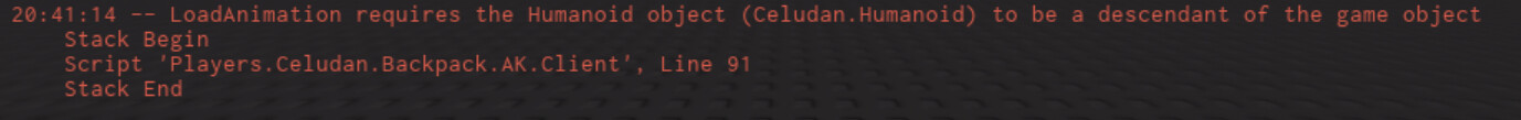 Animation LoadAnimation Requires The Humanoid Object To Be A
