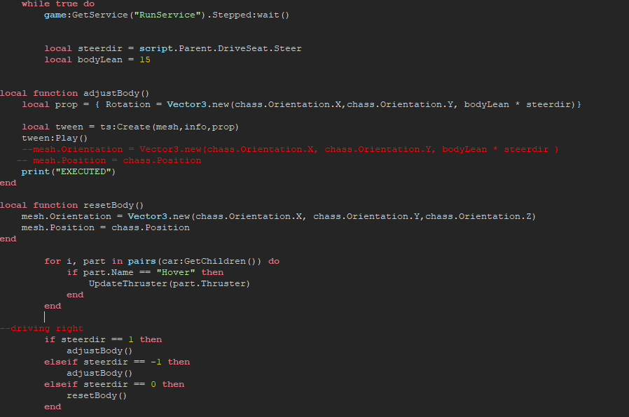 Making My Hovercraft Lean When Turning Scripting Support Developer