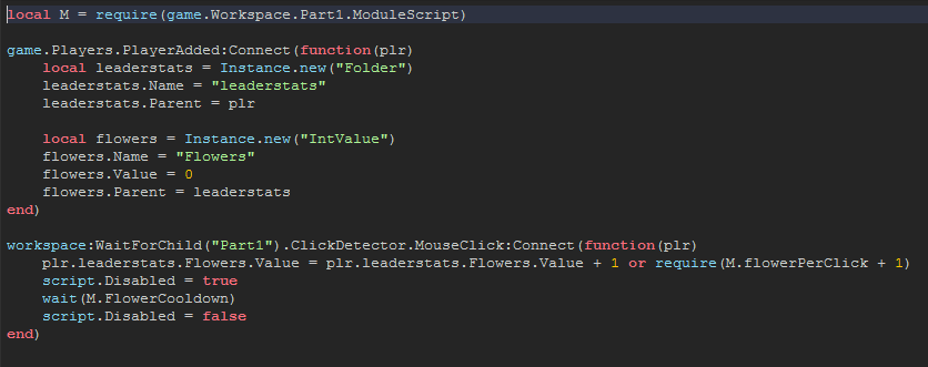Click To Part For 1 Flower In Leaderstats Don T Work Scripting