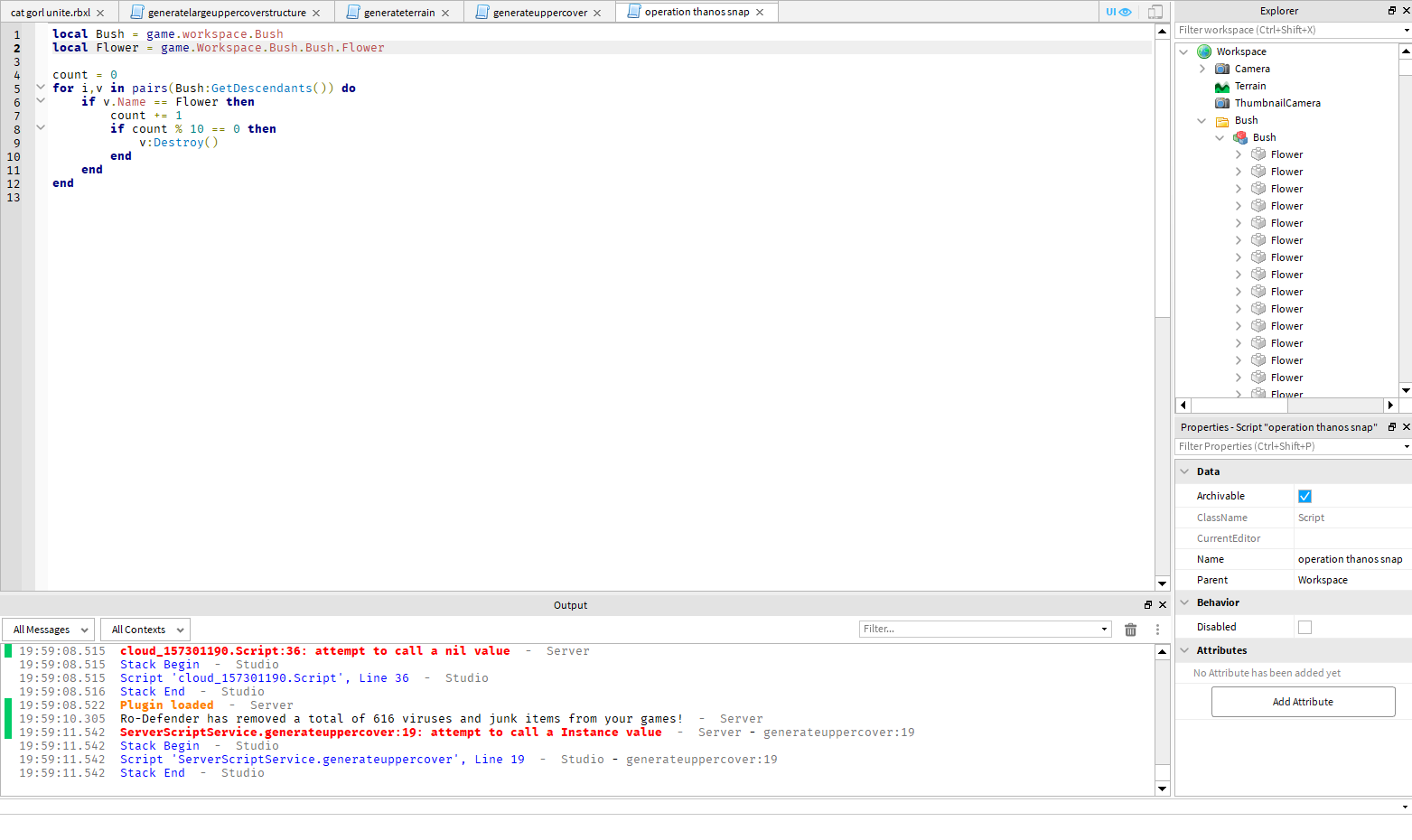 How To Write A Script That Randomly Deletes 90 Of All Parts In