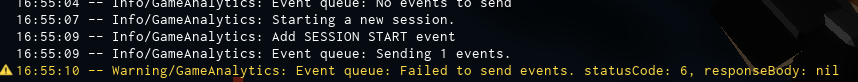 GameAnalytics Failed To Send Events Scripting Support Developer