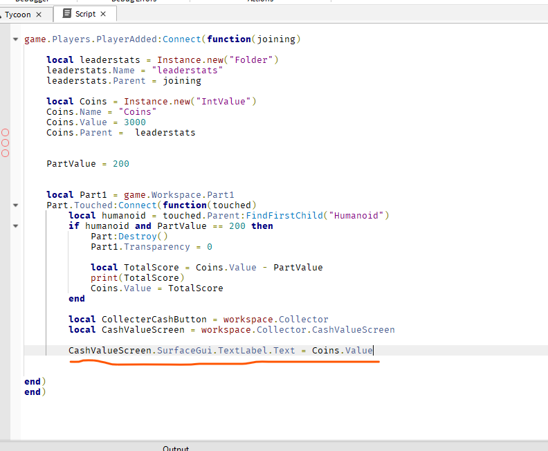 Why Is The Value Of Coins Not Showing Up On My TextLabel Scripting