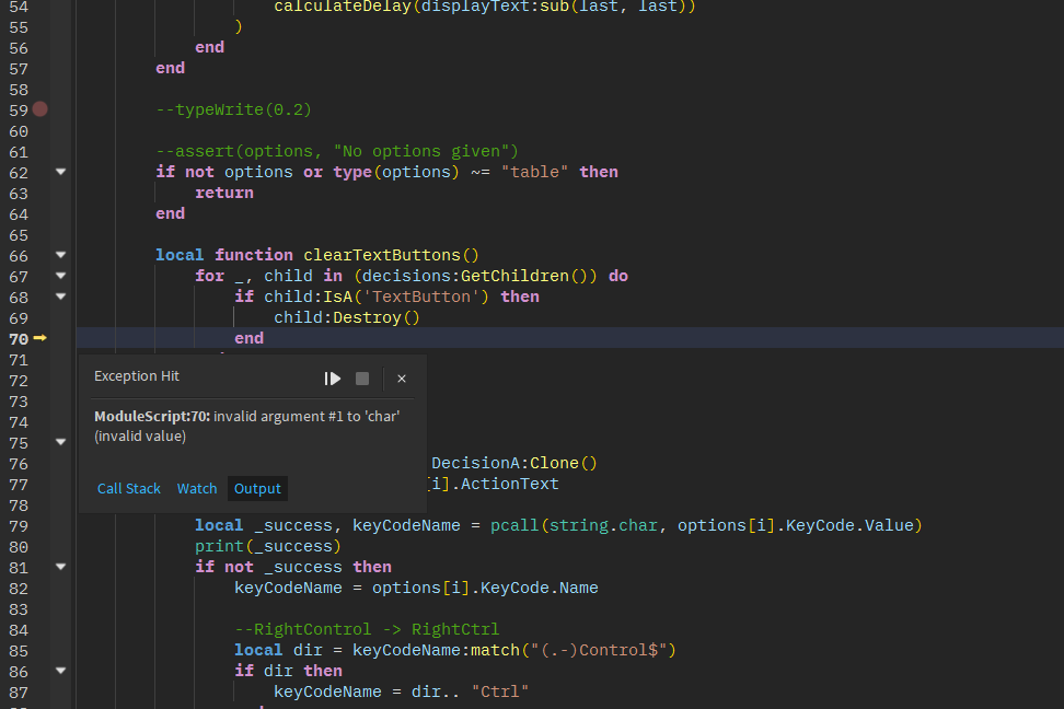Weird Pcall Error Did Not Catch Error Kinda Bug Scripting