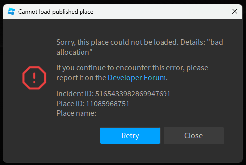 Bad Allocation Cause And Or Fix Platform Usage Support Developer