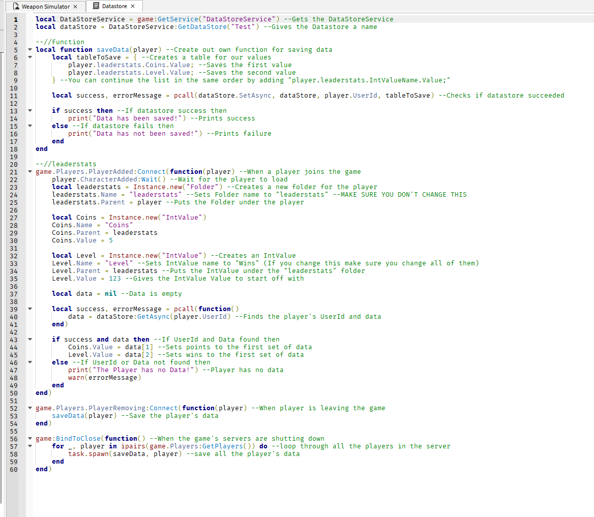 Data Store For Leaderstats Not Working Scripting Support Developer