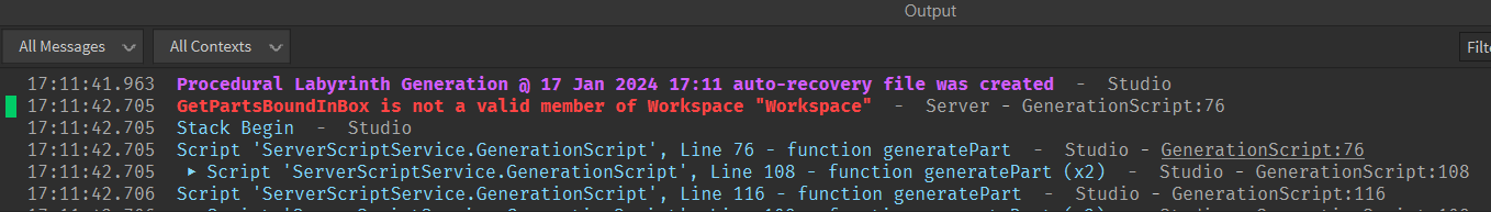 GetPartsBoundInBox Is Not A Valid Of Member Workspace Workspace