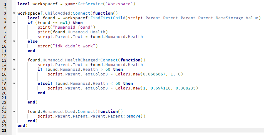 Health Display Script Only Running Once Scripting Support Developer