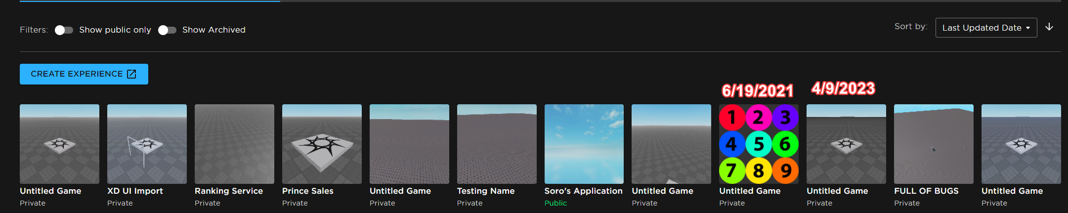 The Last Updated Date Of The Creations Dashboard Does Not Sort