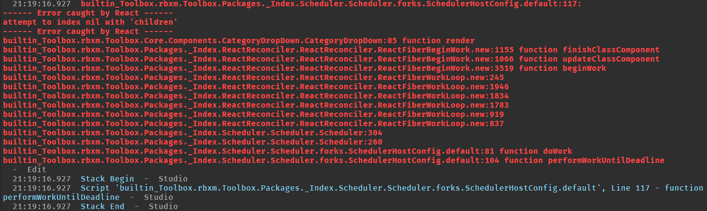 Toolbox Shows React Errors Platform Usage Support Developer Forum