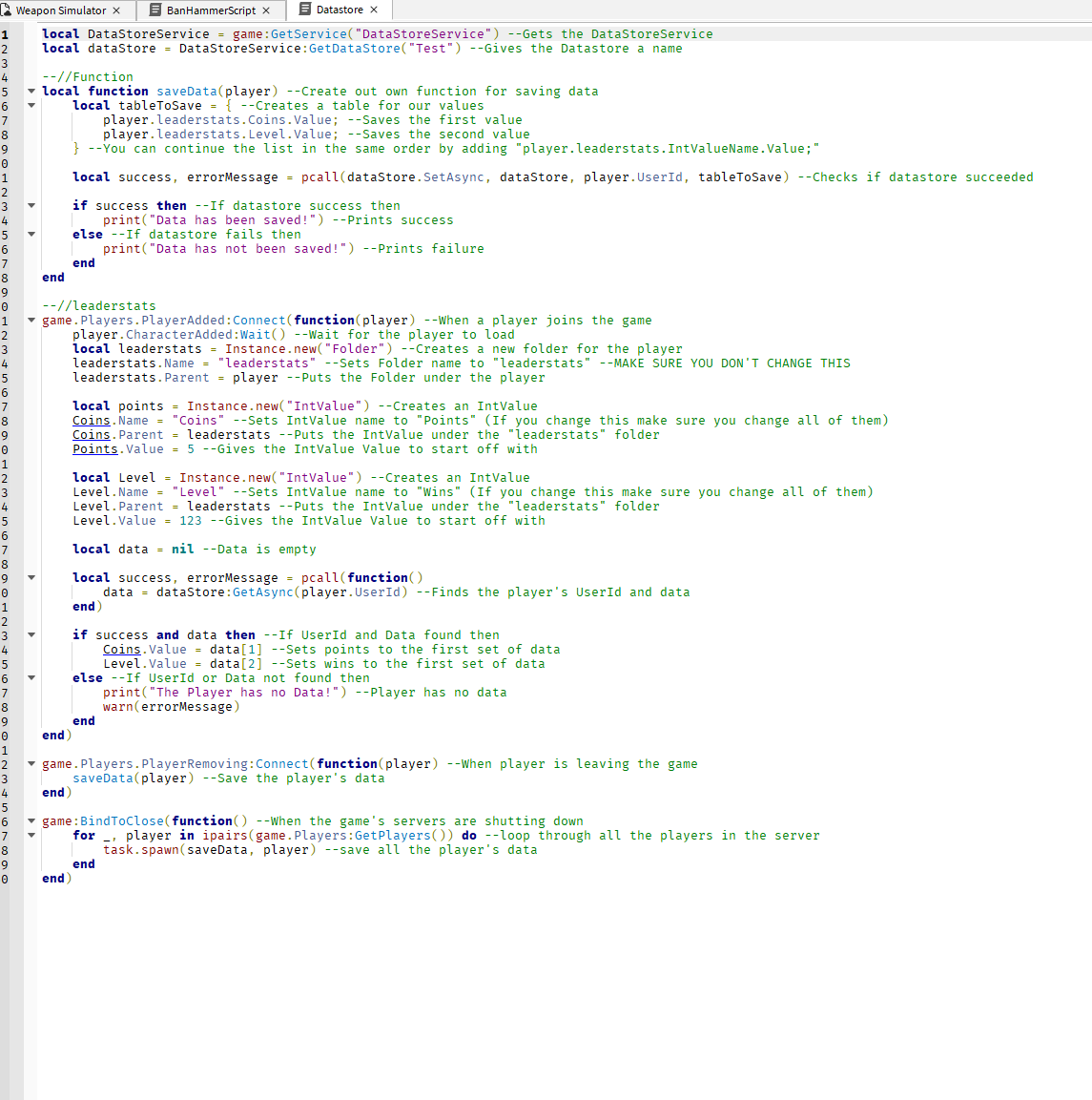 Data Store For Leaderstats Not Working Scripting Support Developer