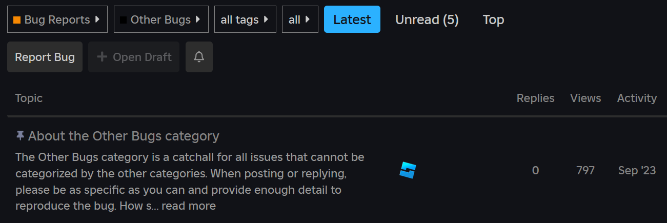 Pinned Posts From Every Subcategory Of Bug Reports Is Not Locked