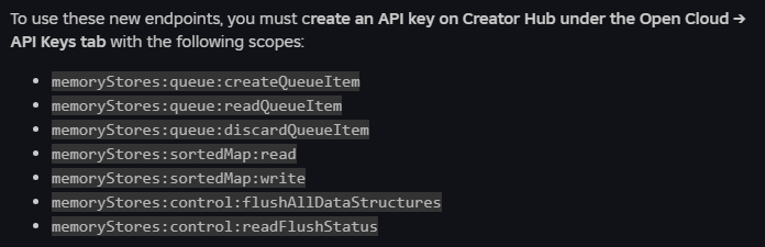 MemoryStoreService Scopes Platform Usage Support Developer Forum