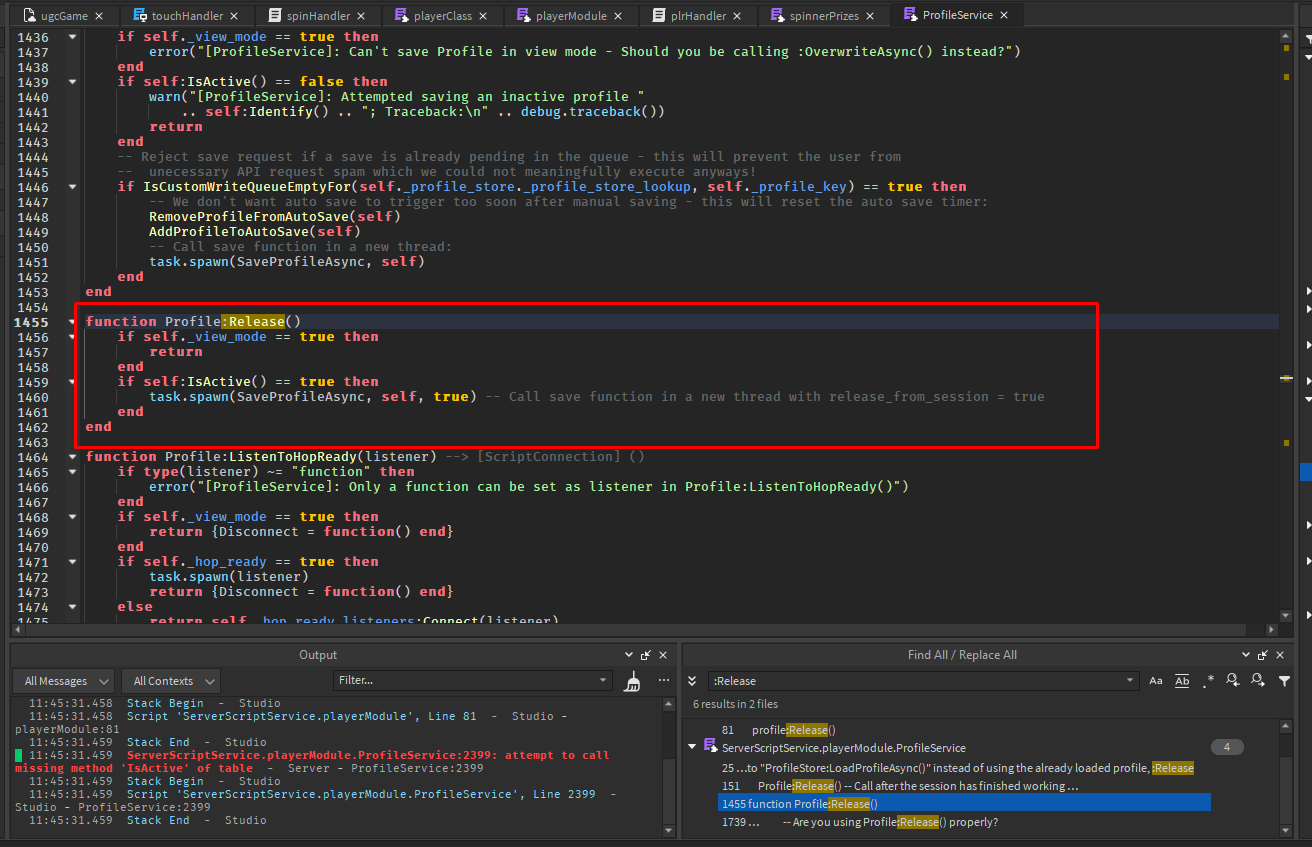 Metatable Loses Profile Service Functions Scripting Support