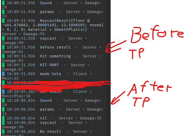 Raycast Is Stops Working After Player Is Teleported Scripting Support
