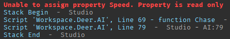 Unable To Assign Property Speed Property Is Read Only Scripting