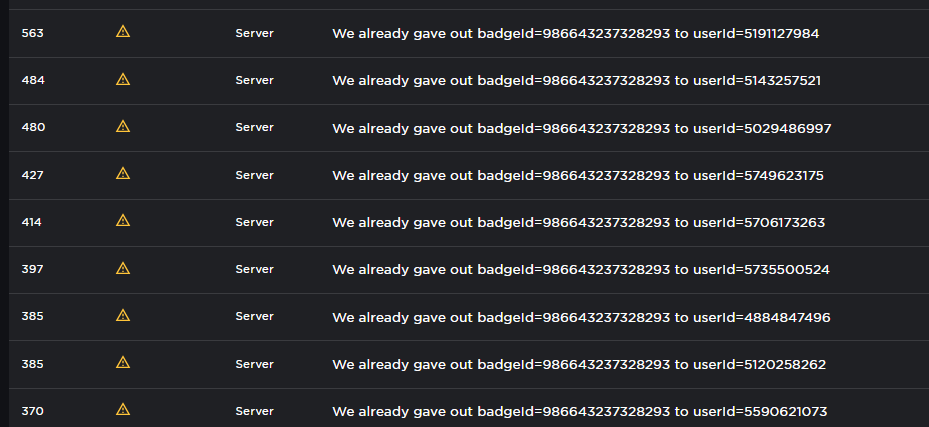 BadgeService Rising Ping To 1500ms Scripting Support Developer