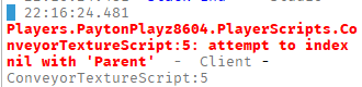 Attempt To Index Nil With Parent Error Scripting Support