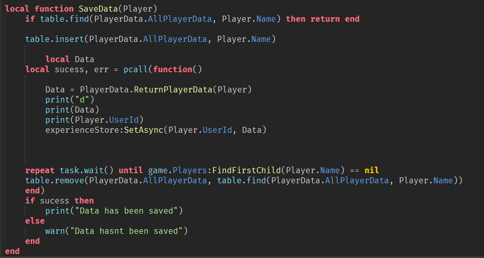 Data Not Saving In Roblox Studio Scripting Support Developer Forum