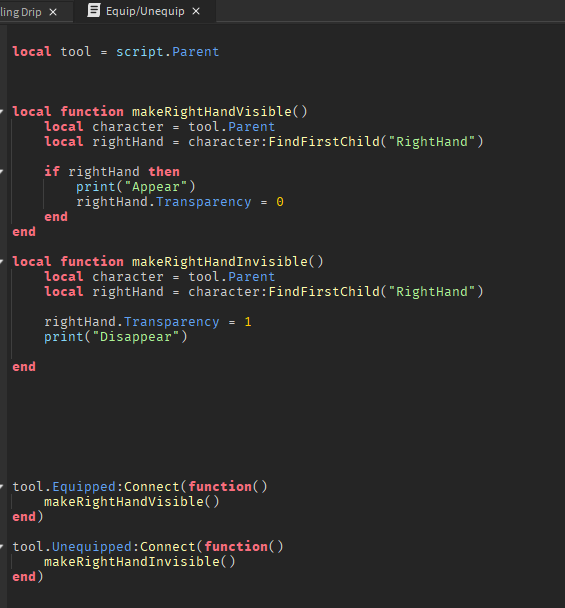 Hand Doesn T Change Transparency When Tool Is Unequipped Scripting