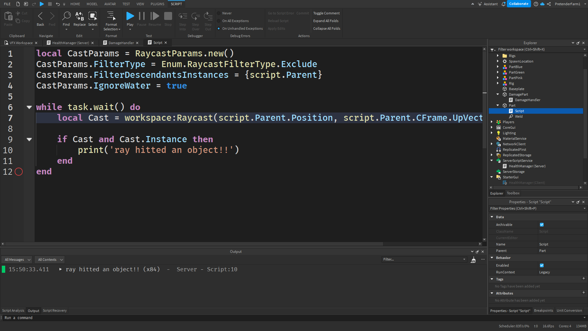 Ray Not Casting Scripting Support Developer Forum Roblox