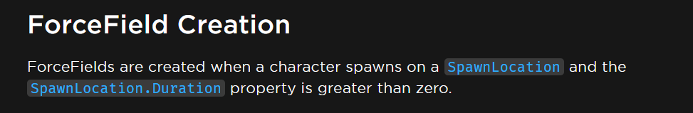 Disabling Forcefield Without A Spawnpoint Scripting Support