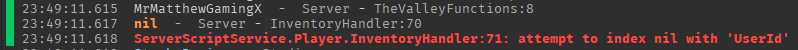 Player Argument Not Being Passed Propperly Scripting Support
