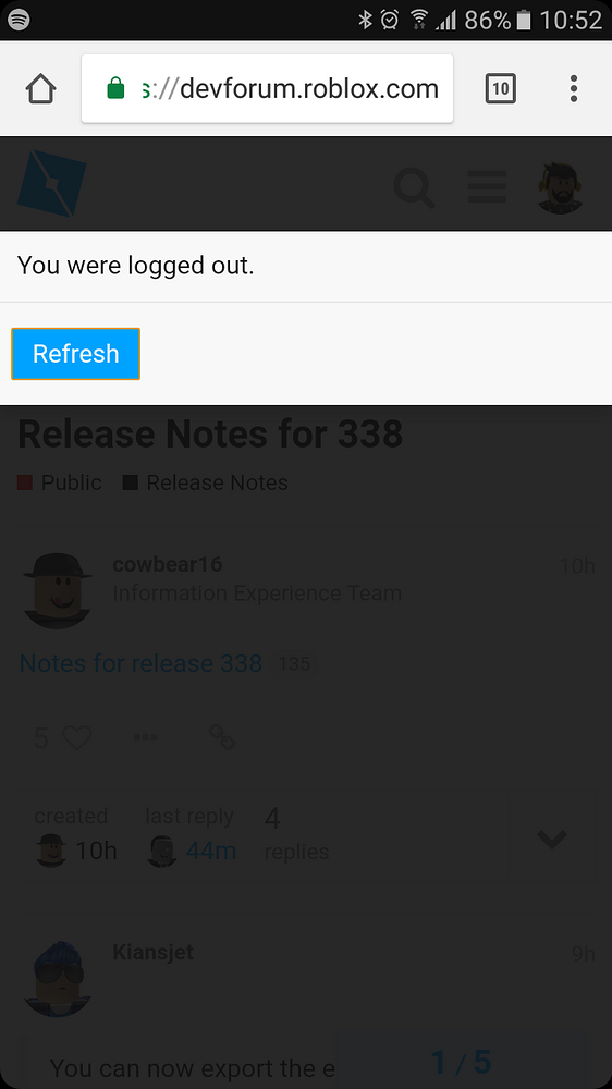 [ Bug Report ] "You Were Logged Out" DevForum - Bulletin Board - Developer Forum | Roblox