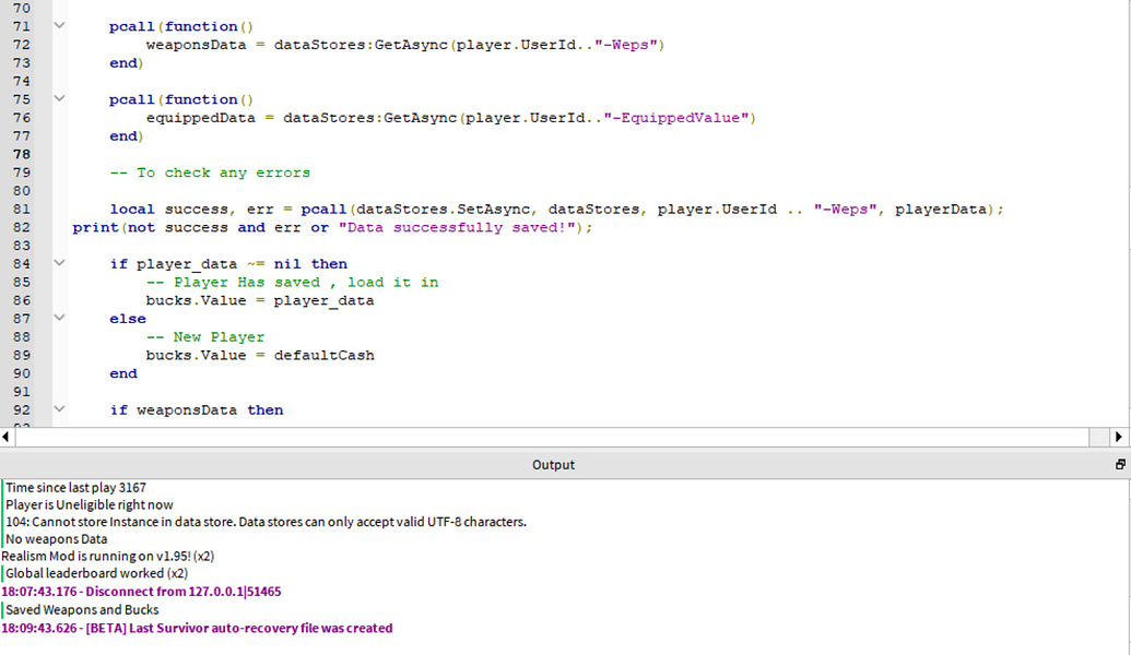 [SOLVED] Players Inventory won't save (or maybe load)? (Datestores ...