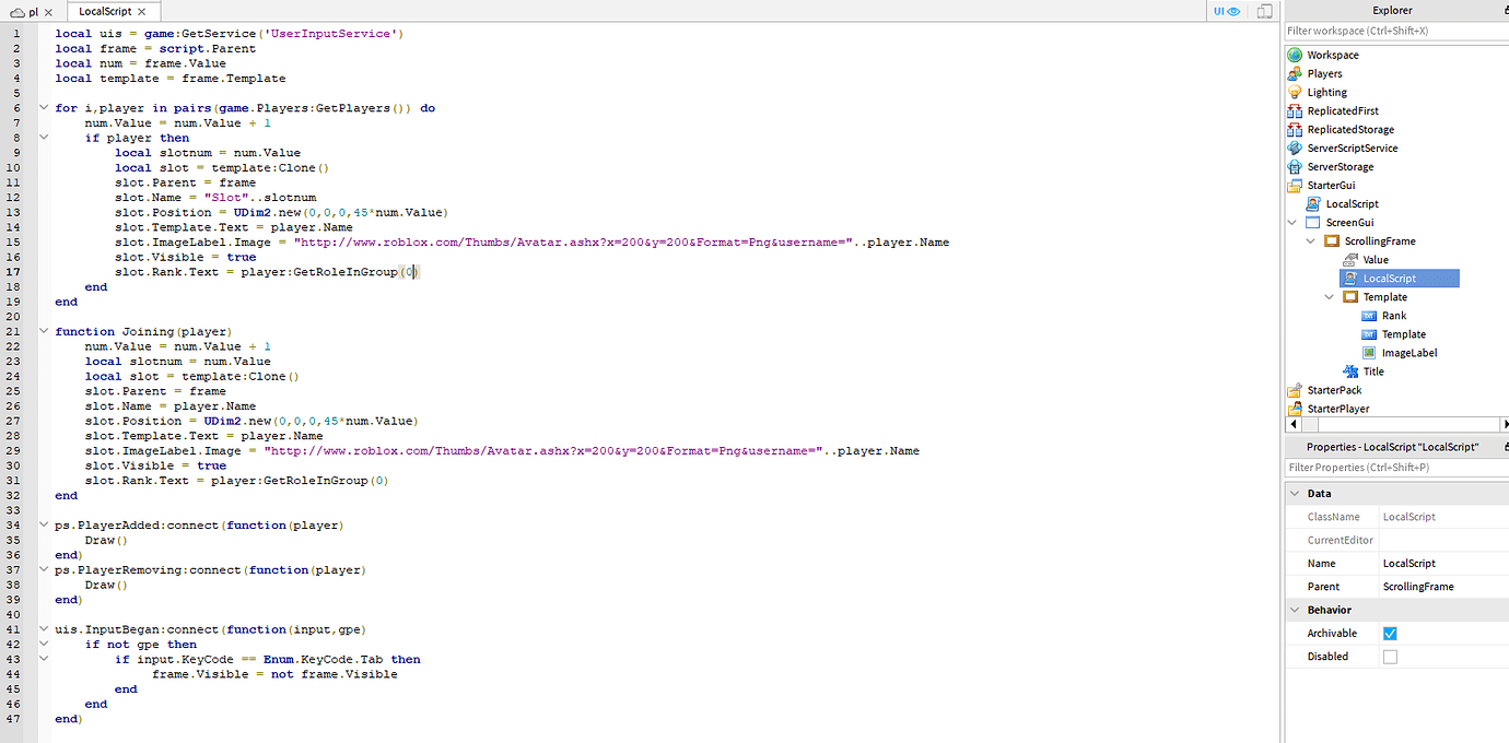 I need help rescripting my old player list - Scripting Support ...