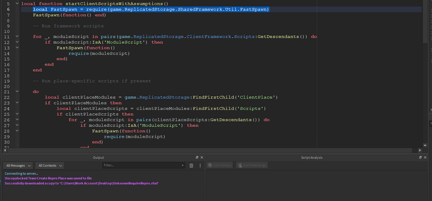 Script analysis spammed with "Unknown require" warnings when using ...
