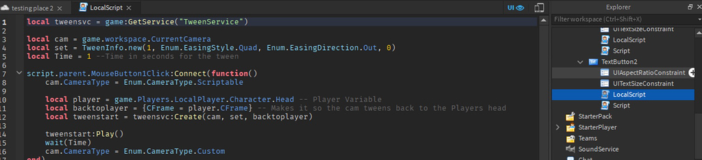 Camera returns to Player's Head instead of original player cam position - Scripting Support ...