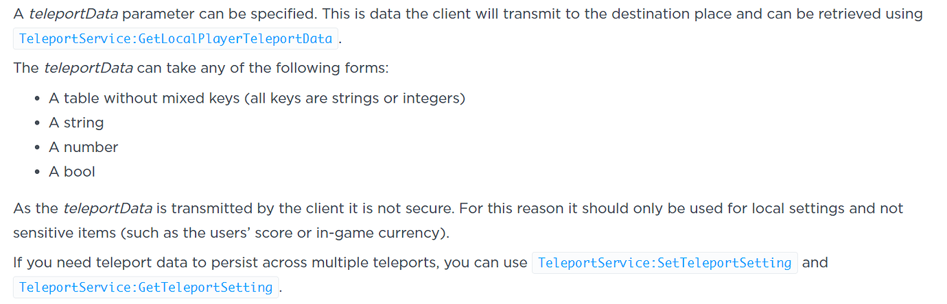 Teleport Data Not Working - Scripting Support - Developer Forum | Roblox