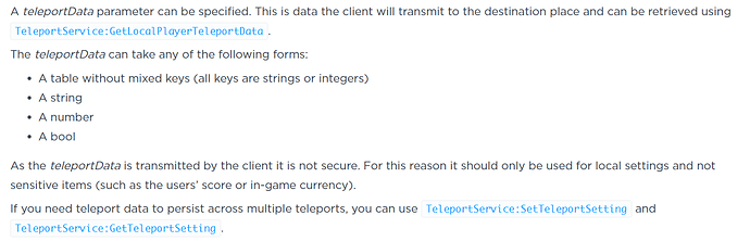 Teleport Data Not Working - Scripting Support - Developer Forum | Roblox