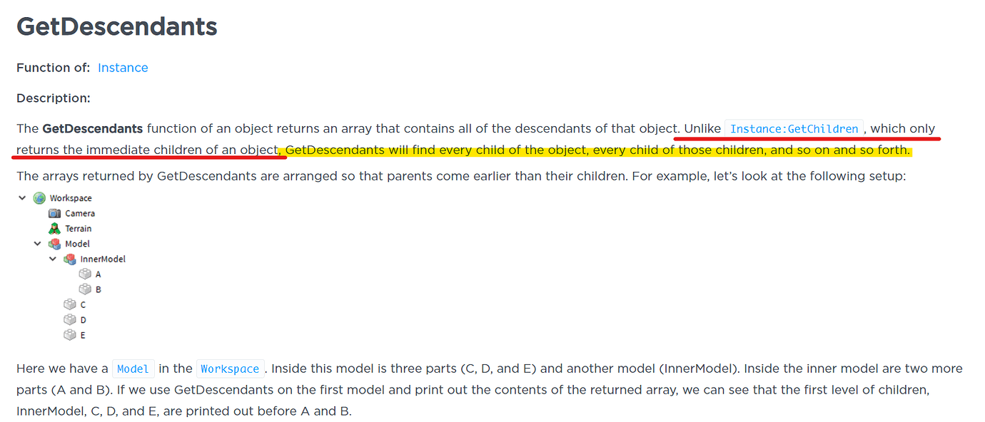 What is the difference between GetChildren() and GetDescendants ...